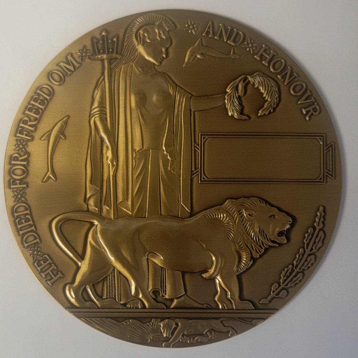 WW1 Memorial Plaque (Death Penny), Reproduction – Defence Medals Canada